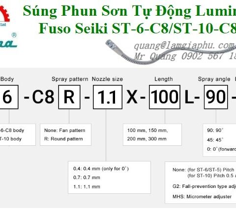 Đầu Súng Phun Tự Động Fuso Seiki ST-6-C8-0.7X-300L-90°