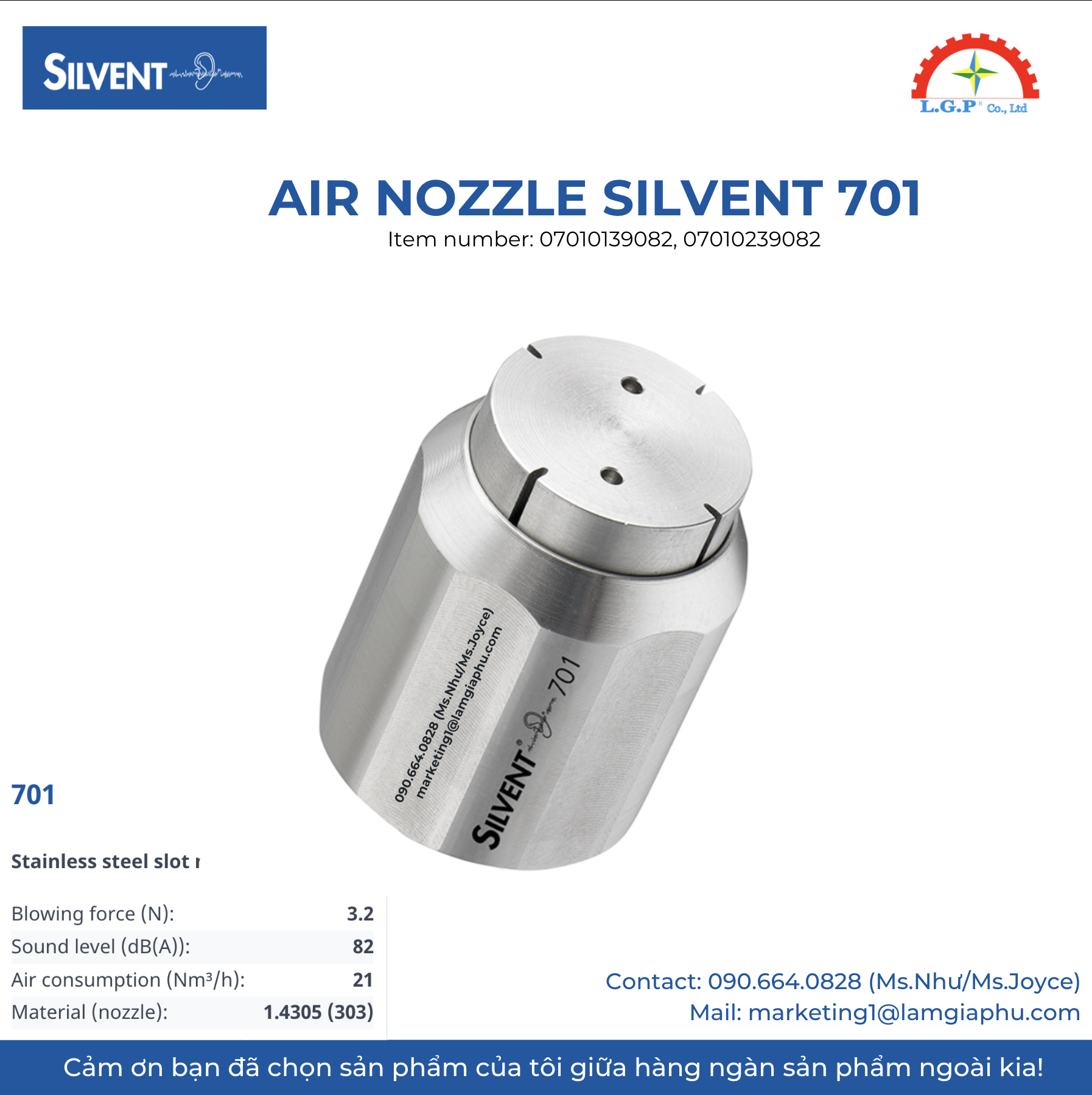 VÒI PHUN KHÍ - SILVENT 701